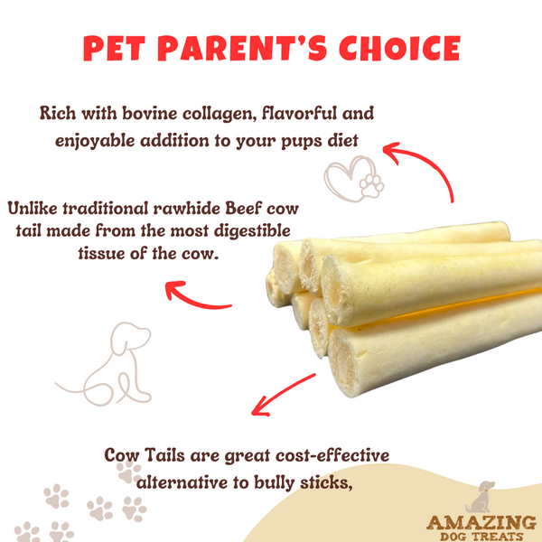 6" Cow Tails for Dogs (Regular, Thick, and Bone) - Amazing Dog Treats