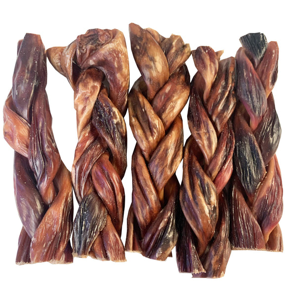 6 Inch Braided Gullet Stick - Dog Jerky Treats - Beef Esophagus - Gull ...